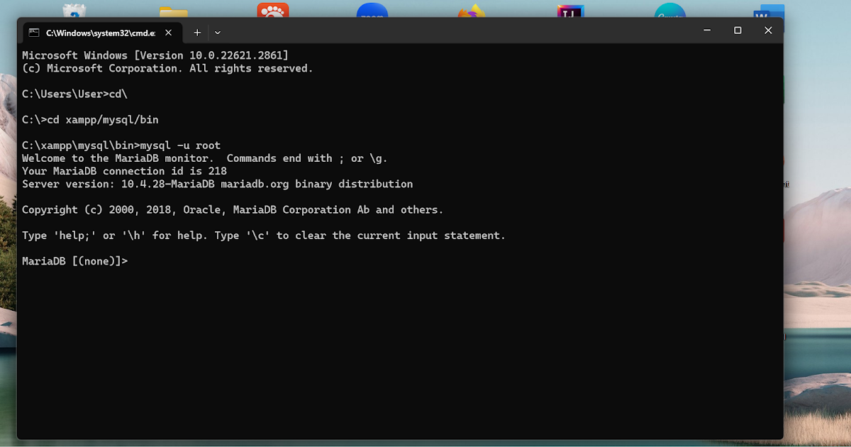 MEMBUAT DATABASE DAN TABEL DENGAN PERINTAH SQL DI CMD MEMBUAT DATABASE DAN TABEL DENGAN PERINTAH SQL DI CMD
